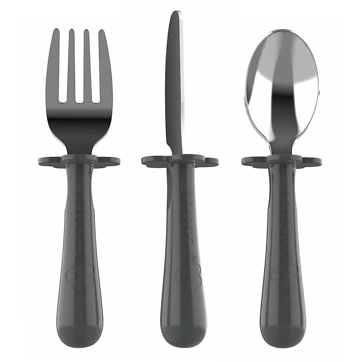 Grabease Toddler Silverware Set Forks Spoons and Knives Set Toddler Utensils Feeding Supplies, BPA and Phthalates-Free, Dishwasher Safe, Gray