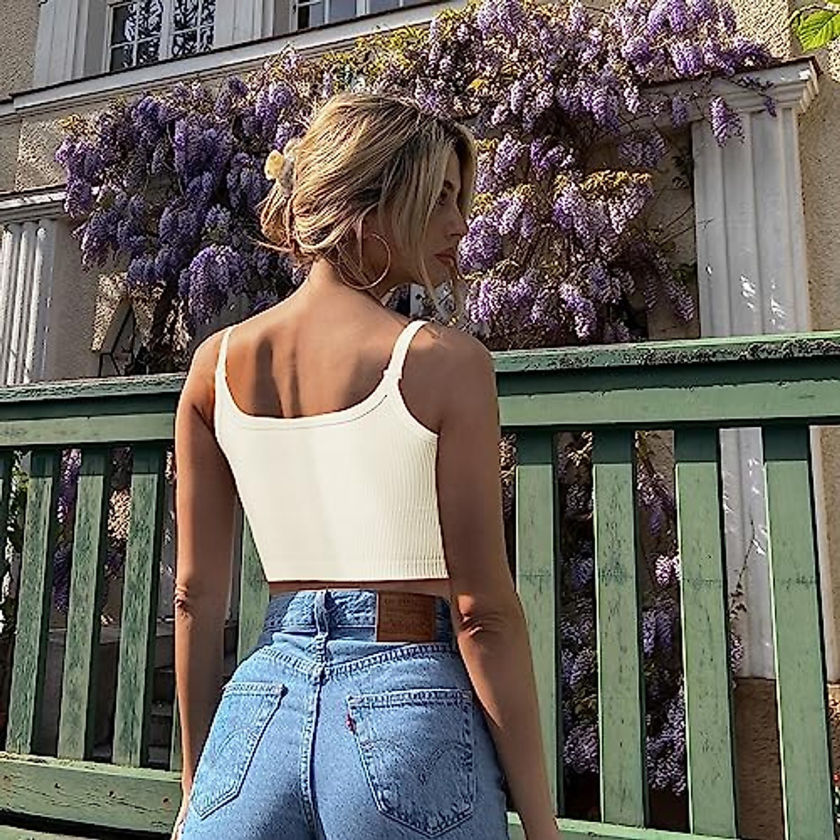 Women's 3 Piece Ribbed Tank Tops Seamless Crop Tanks for Womwn Sleeveless Scoop Neck Workout Cami Top - Black/White/Brown S