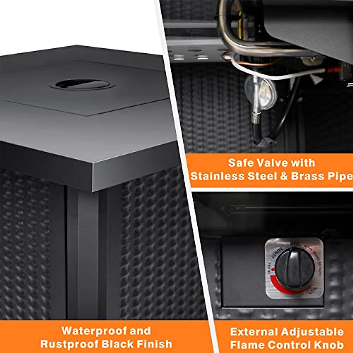 Sophilo 28 Inch Propane Fire Pit, 50,000 BTU Gas Fire Pit Table with 304 Stainless Steel Burner, Waterproof and Rustproof Fire Table with Adjustable Flame for Outdoor, Patio, Backyard, Party