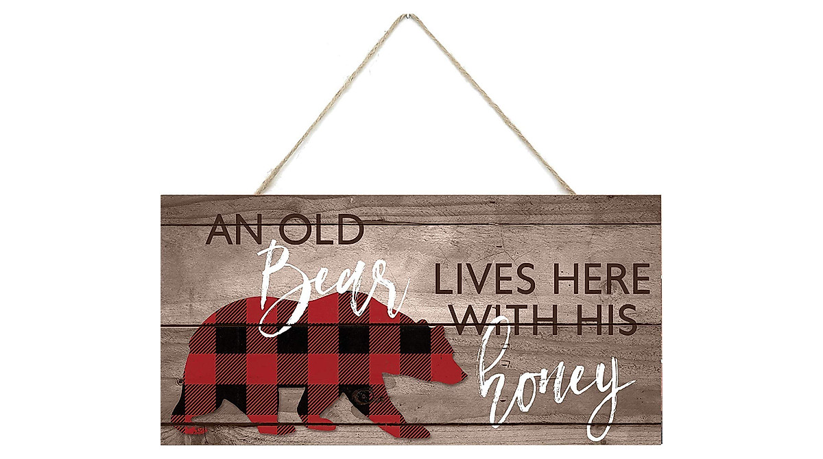 POWERMAZ Old Bear Wooden Sign - Rustic Home Decor