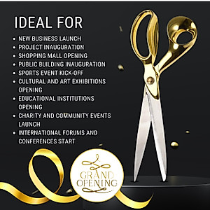 11" Gold Scissors for Grand Opening – Heavy Duty Gold Ribbon Cutting Scissors for Special Events Inaugurations Ceremonies Sharp Stainless Steel Scissors Gold 11 Inch Best Scissors for All Purpose