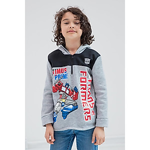 Transformers Optimus Prime Little Boys Fleece Half Zip Hoodie Gray 7-8