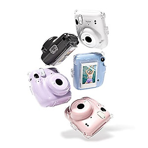 Leonuliy Mini 11 Protective Case, Film Storing Box, Removable Shoulder Strap for Fujifilm Instax Mini 11 Instant Camera, Hard PVC, Clear.