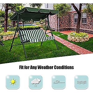 LUARANE 77" x 43" Swing Canopy Replacement Porch Top Cover, Outdoor Waterproof Sun Shade Cover for Outdoor Seat Furniture Chair, Ideal for Garden Patio Park Yard, Top Cover Only (Green)