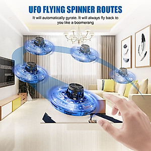 ETPlanet Blue Hand Operated Mini Drones for Kids, Cool Magic UFO Flying Orb Ball Toy, Hover Boomerang Fidget Spinner with Lights, Indoor Outdoor Christmas Birthday Gifts for Boys Girls Teens 8 9 10+