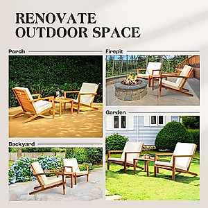 IDZO Natural 3-Piece Patio Bistro Sets with Foldable 400lbs Weight Endurance Chairs, a 220lbs Shelf Table, Made from FSC-Certified Acacia Wood, Featuring Washable Cushions and an Ergonomic Design