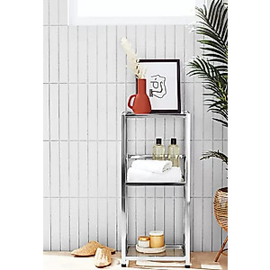 Cambria Studio 3B Mercer 3 Tier Tower Shelving Unit Chrome 13.11 inch L x 13.11 inch W x 29.53 inch H, Silver