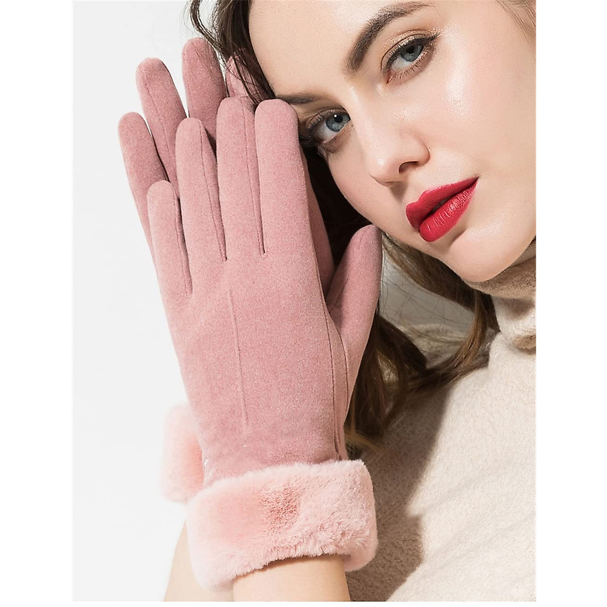 Winter Gloves for Women Cold Weather Warm Ladies Girls Ski Snow Gloves Touch Screen Texting Gloves Running Cycling Driving Black Gloves