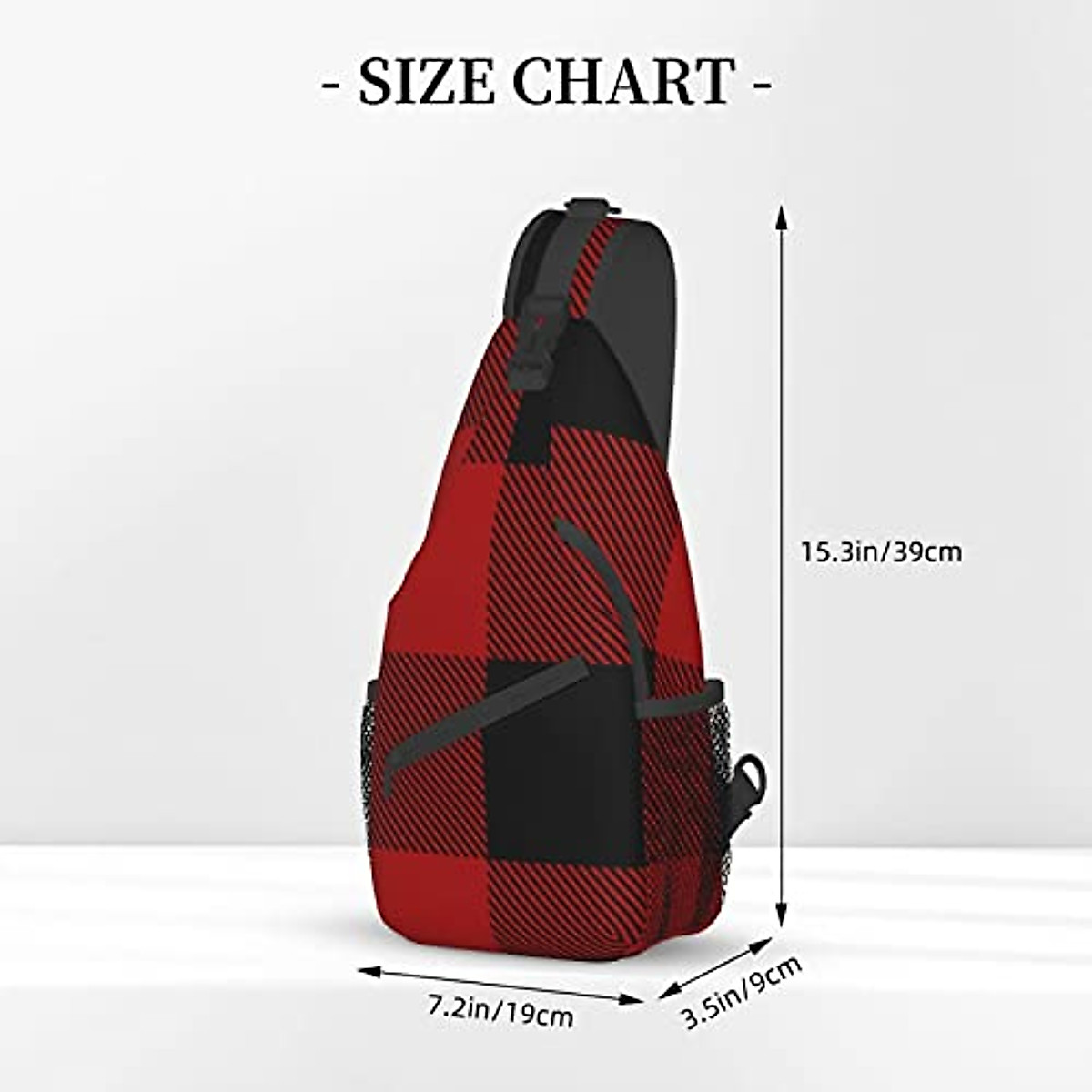 Sling Backpack Travel Hiking Daypack Lumberjack-Red-Plaid Rope Crossbody Shoulder Bag