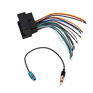 RED WOLF Stereo Radio Wire Harness W/Fakra Antenna Adapter Cable Connector Set to OEM Plug Replacement for BMW 3/5, Volkswagen 2004-2015, Audi 2002-2010