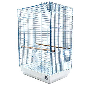 PENN-PLAX Cockatiel & Small Parrot Starter Kit with Birdcage, Cover, and Accessories – Great for Cockatiels, Conures, and Small Parrots – Square Dome – White