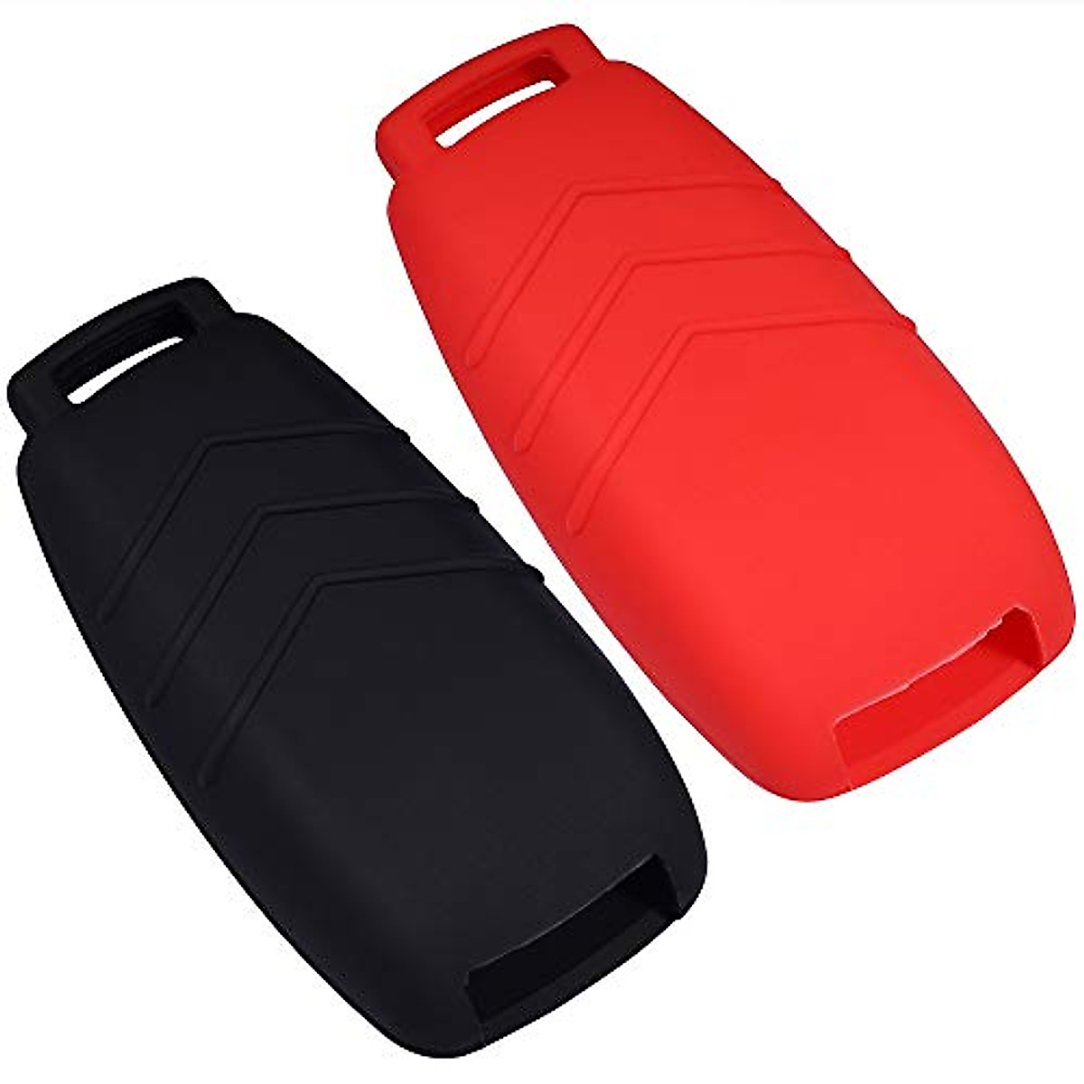 Lcyam Silicone Remote Key Fob Covers Smooth Soft Rubber Case Fits for Mercedes-Benz A220 E63S AMG E-Class GLE 350 4MATIC 2019 2020 2021 (Black Red)
