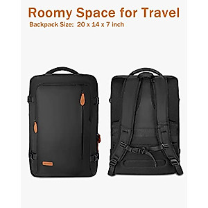 Carry on Backpack with DIY Divider, 45L Travel Backpack Airline Approved for Men, Underseat Luggage Suitcase Daypack Overnight Weekender Bags for Flight Personal Item, Gifts for Travelers Women, Black