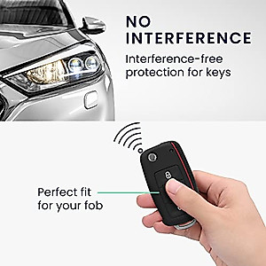 kwmobile Silicone Key Fob Cover Compatible with VW Skoda SEAT 3 Button Car Key - Don't Touch My Key White/Black/Red