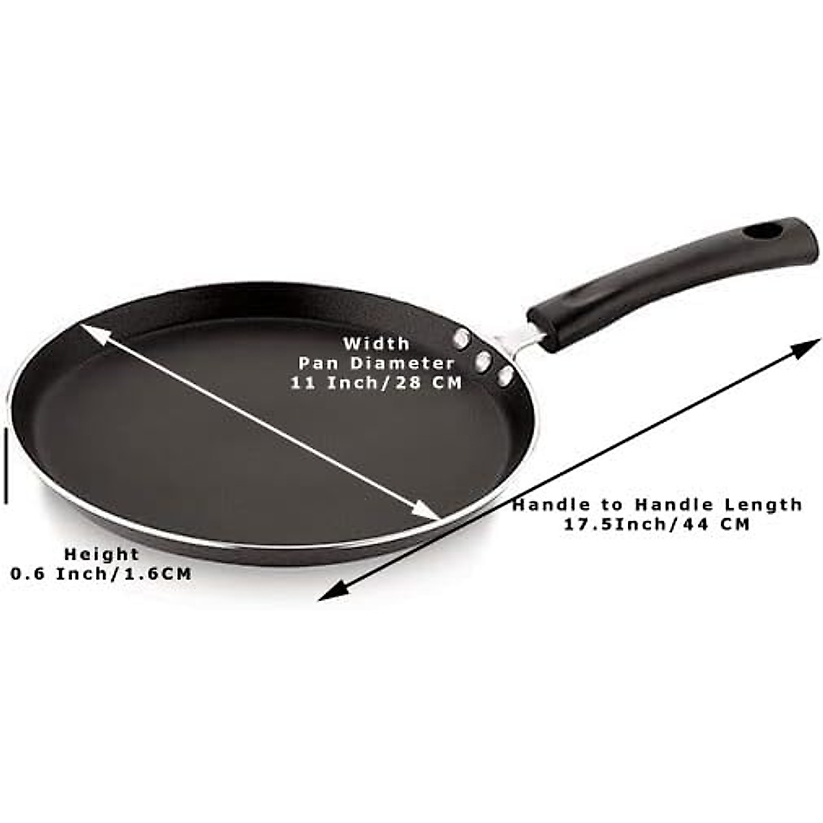 Sahishnu Online And Marketing Nonstick Dosa Pan, Black, Aluminium, 285mm x 11mm x 0.5in