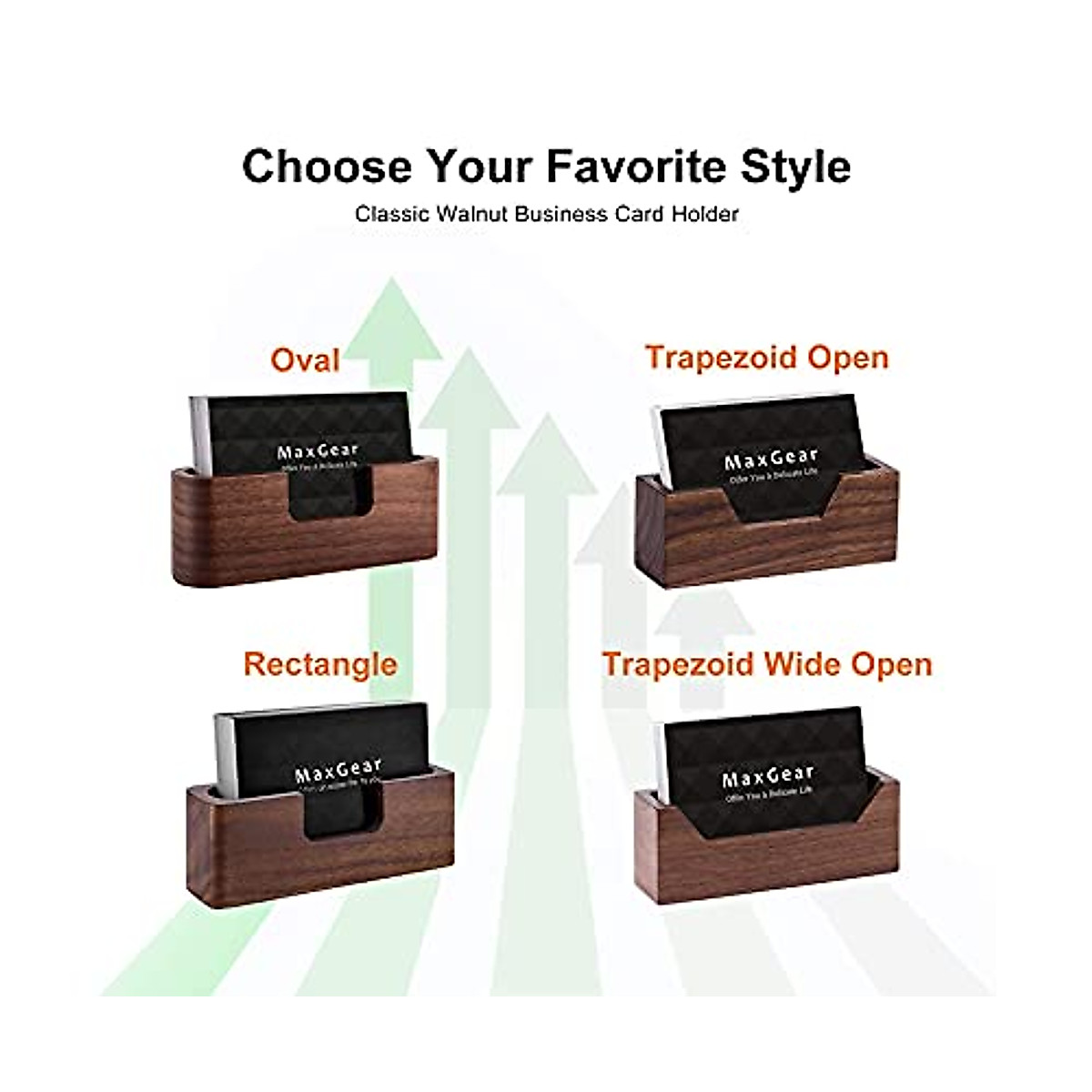 MaxGear Wood Business Cards Holder for Desk Business Card Display Holder Desktop Stand for Office, Tabletop - Rectangle