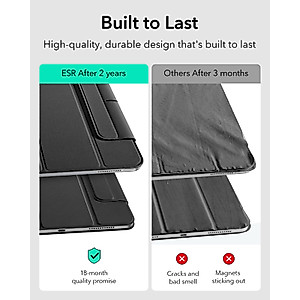ESR for iPad Air 11 Inch Case M2(2024), iPad Air 6th/5th/4th Gen (2024/2022/2020), Powerful Magnetic Attachment, Slim Trifold Stand Case, Supports Pencil Pro&Pencil(USB-C), Durable Protection, Black