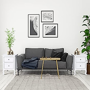 VERYKE White Nightstand Set of 2 with 2 Drawers Small Bed Side Cabinet Storage with Metal Handle Farmhouse Night Stands for Small Spaces,Living Room,Bedroom