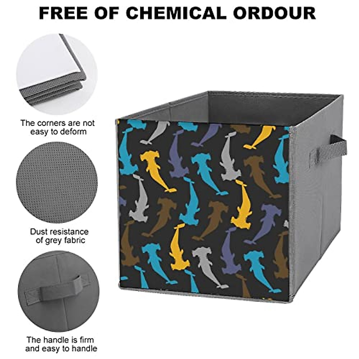 Hammerhead Sharks Canvas Collapsible Storage Bins Cube Organizer Baskets with Handles for Home Office Car