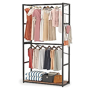 Tribesigns Freestanding Closet Organizer Storage, 78 inches Heavy Duty Garment Rack with Double Rods, Industrial Clothes Clothing Rack for Hanging Clothes, Closet, Laundry Room, Capacity 300 lbs