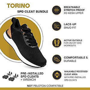 Tommaso Torino Knit Men's Cycling Shoe, Walkable Breathable Cycling Shoe - SPD Bundle - 10