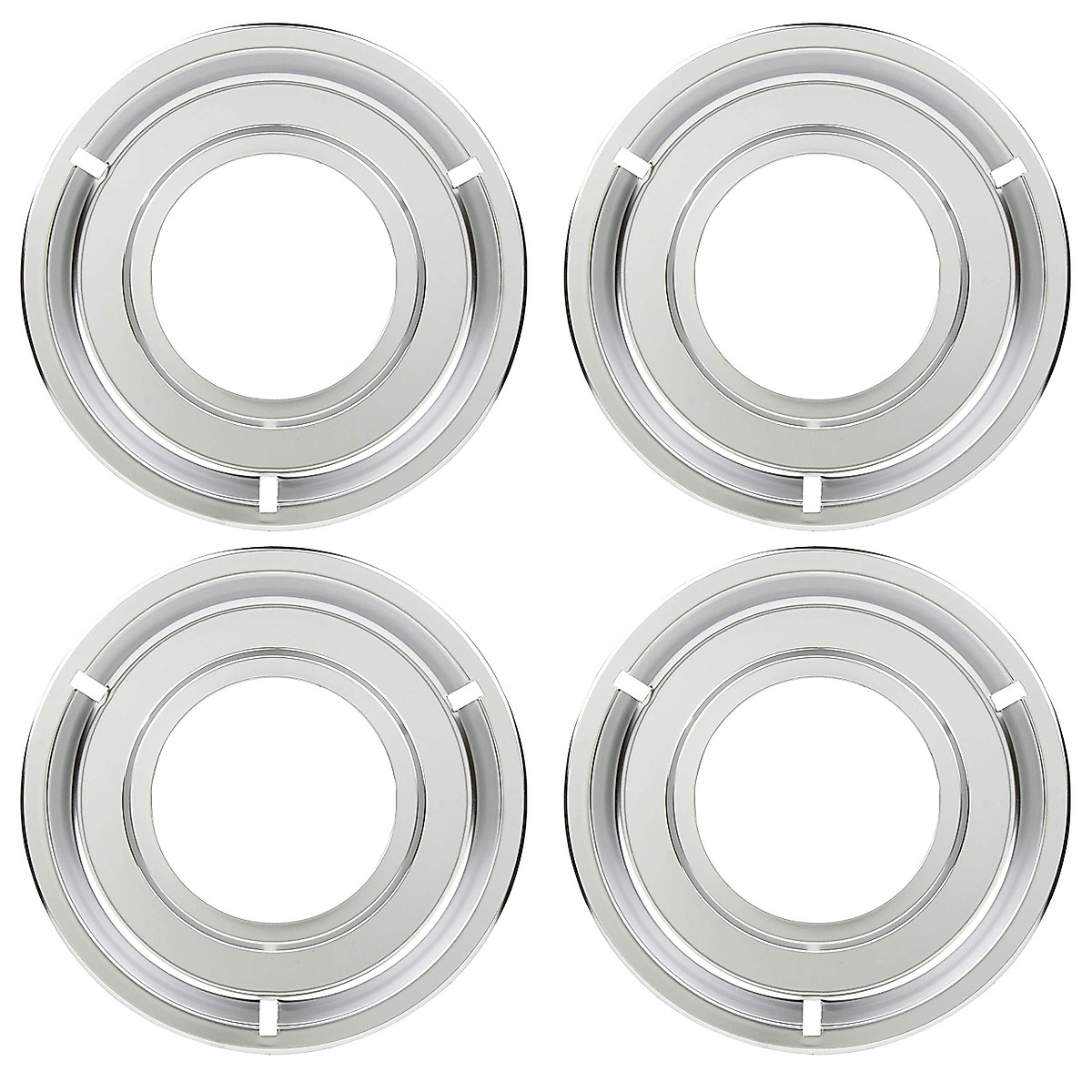KITCHEN BASICS 101 Made in the USA 5303131115, 540T014P01 and RGP 300 Replacement Round Range Gas Stove Drip Pans for Frigidaire and Tappan, 4 Pack