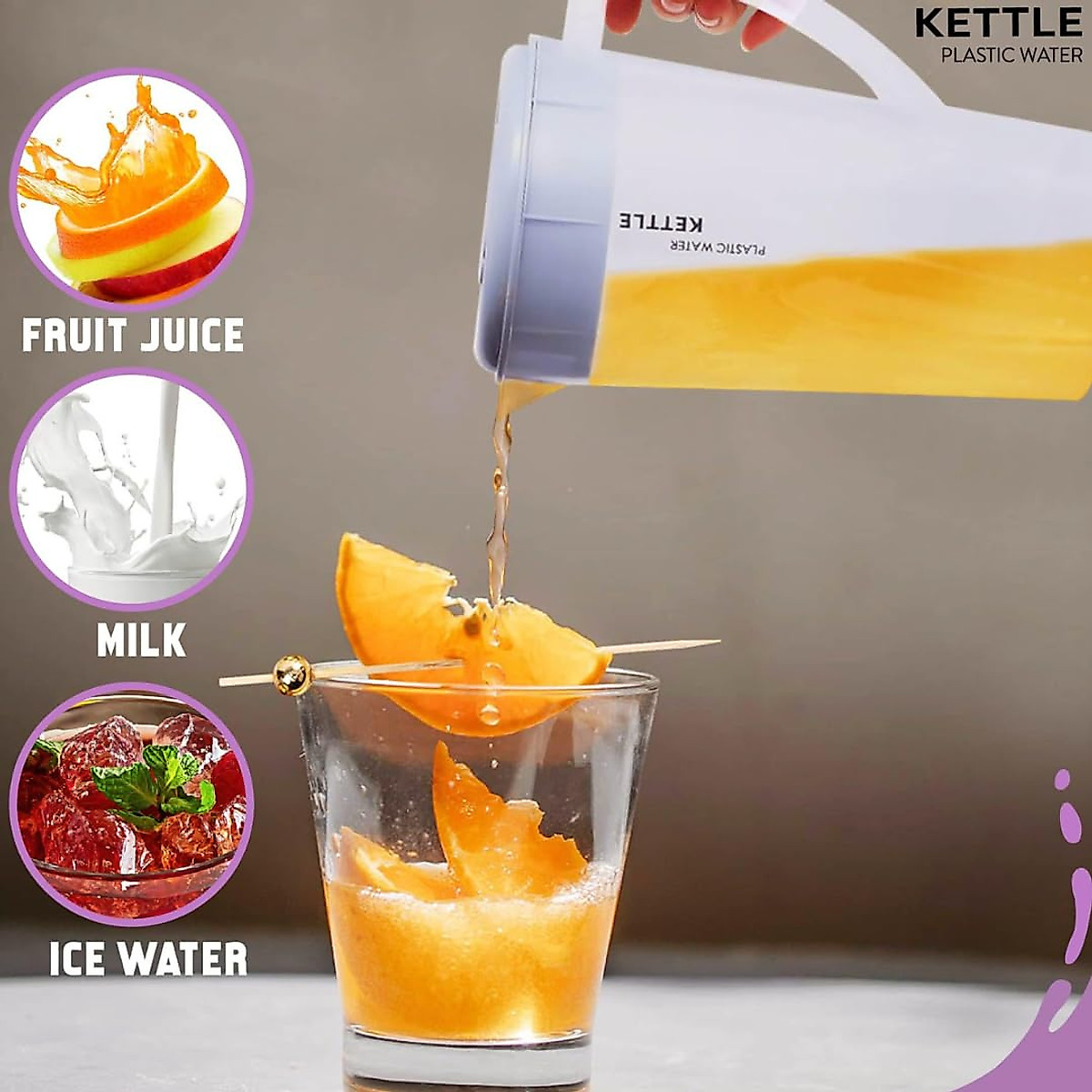 3 Litre/0.79 Gallon Plastic Pitcher with LidBPA-FREE Eco-Friendly juice containers with lids Water Jug for Hot/Cold Juice Beverage Ice Tea Kettle 102 oz Transparent