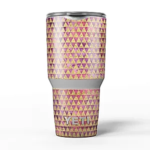 Design Skinz Micro Golden Triangles Over Pink Fumes - Skin Decal Vinyl Wrap Kit Compatible with The Yeti Rambler Cooler Tumbler Cups