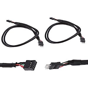 MEIRIYFA USB Header Extension Cable, USB 2.0 9-Pin Male to 9-Pin Female Internal Motherboard Header Cable for USB Ports, Expansion Cards and Motherboard Ports 20.3 inches（2 Pack