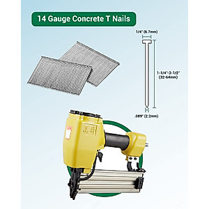 meite 14 Gauge Concrete T Nails for Pneumatic Concrete Nailer Gun - 1-1/2" Length Galvanized Concrete Finish Nails (400 PCS/BOX)
