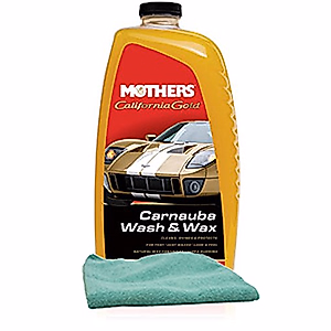 Mothers California Gold® Carnauba Wash & Wax (64 oz), Bundled with a Microfiber Cloth (2 Items)