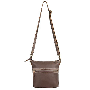 SIXTEASE Crossbody Bag for Women Vintage Style Genuine Leather, Upcycled Canvas, Rug, or Hair On - Cross Body Womens Bags with Inside Zipper Pockets - Silver