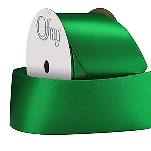 C.R. Gibson 068885 1.5" Wide Single Face Satin Ribbon, Emerald Green, 4 Yds
