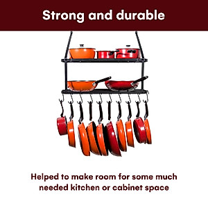 Vdomus pot rack hooks black S style for kitchen pot hanging, set of 10 (black)