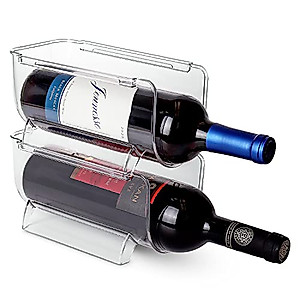 Homeries Wine & Water Bottle Organizer Holder Stackable Wine Rack for Kitchen Countertops, Table Top, Pantry, Fridge, Bars – Acrylic, Free Standing Wine Shelf – Holds Beer, Pop, Soda & Cans (2)