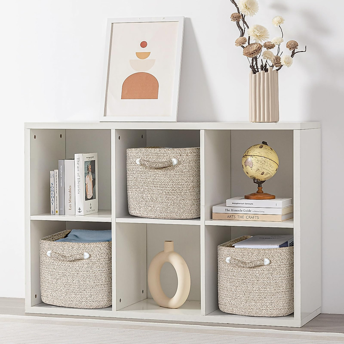 Syeeiex Cube Storage Bins, [3-Pack] 13x13x13 Storage Cube Bins, Collapsible Storage Cubes, Storage Baskets, Fabric Storage Bins for Storing Cloths, Books on Bedroom or Living Room(With Hard Bottom)