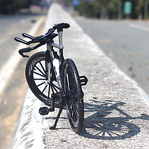 Ailejia Alloy Mini Finger Mountain Bikes Ornament Racing Mini Bicycle Toy Dirt Vehicles Model Decoration Crafts for Home (Black)