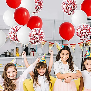 Red and White Confetti Balloons 60pcs 12 inch Red Confetti Latex Balloon Red White Party Decorations Birthday Wedding Bridal Baby Shower Valentines Day