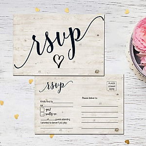 Antgiftshop 50 RSVP Postcards, RSVP Cards, Rustic Blank Response Cards for Wedding, Birthday, Bridal Shower, Baby Shower Party, 4x6 Inches