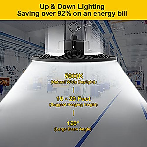 UFO LED High Bay Light 240W 36,000LM AC100-277V Up and Down Lighting 0-10V Dimmable 5000K Daylight Low Bay LED Lights UL/DLC Listed 6' Cable Alternative to 1000W MH/HPS for Garage Factory Warehouse