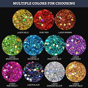 LEOBRO Purple Glitter, 160G/5.64OZ Glitter, Holographic Chunky Glitter, Craft Glitter for Resin, Metallic Iridescent Chunky Fine Glitter Sequin Flake Bulk, Glitter for Makeup Body, Tumblers Glitter