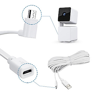 Smays 3-Pack 25 ft Micro USB Extension Cable Compatible with Wyze Cam v4, Wyze Cam Pan v3, Yi Cam, Nest Cam, Blink Mini Security Camera, Long Flat Power Cord, White