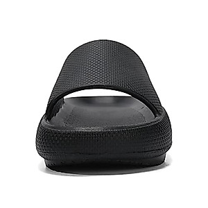 SOVIKER Cloud Slides for Women Pillow Slippers Soft Thick Sole Non-Slip Bathroom Shower Sandals Indoor and Outdoor Slides Black