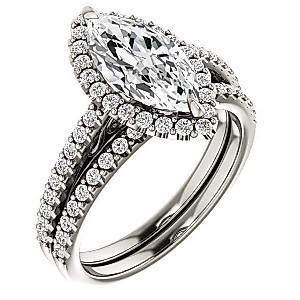 JEWELERYN 4 CT Marquise Colorless Moissanite Engagement Ring Set for Women/Her, Wedding Bridal Ring Set,Eternity Sterling Silver Solid Diamond Solitaire Prong Anniversary Promise Gift for Ring (4)