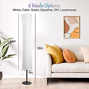 sdaiv RGB Led Floor Lamps, DIY Mode Color Changing Lamp with Alexa & Google APP Control, Music Sync Light for Living Room Bedroom (Round)