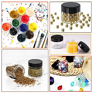 2oz Plastic Jars Round Cosmetic Containers with Lids | 20 Gram Clear Small Sample Containers (Set of 48) for Cream, Body Butter, Eye Shadow, Rhinestone, Lip Scrub, Travel - Labels & Spatulas