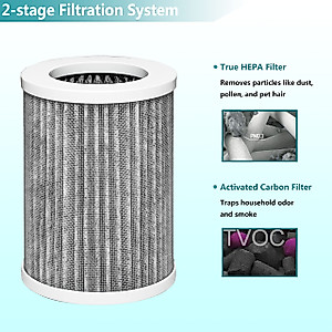 Lhari 2-in-1 Mini Portable True HEPA Replacement Filter, Compatible with Pure Enrichment PureZone Mini Portable Air Purifier PEPERSAP, 4-Pack