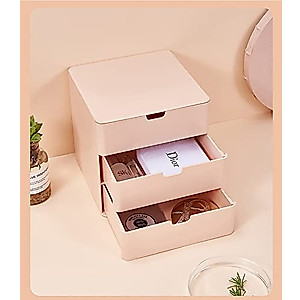 whillar Vanity Organizer, 3-Drawer Dresser Bathroom Countertop Organization Storage Holder, Small Cute Makeup Organizer Cabinet with Drawer for Women Girls (Pink)