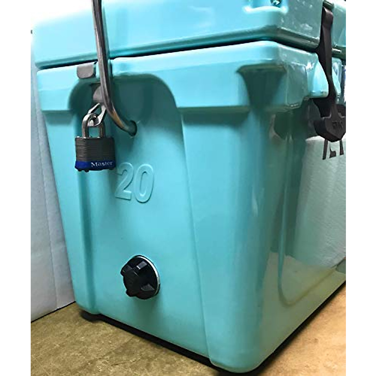 Cooler Lock Bracket Fits Yeti Roadie 20 and RTIC 20, Stainless Steel, Silver, Cooler Mount