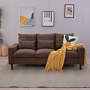 Panana Modern 3 Seater Sofa Couch Upholstered Fabric Couch Sofa for Small Space, Living Room, Apartment (Brown)